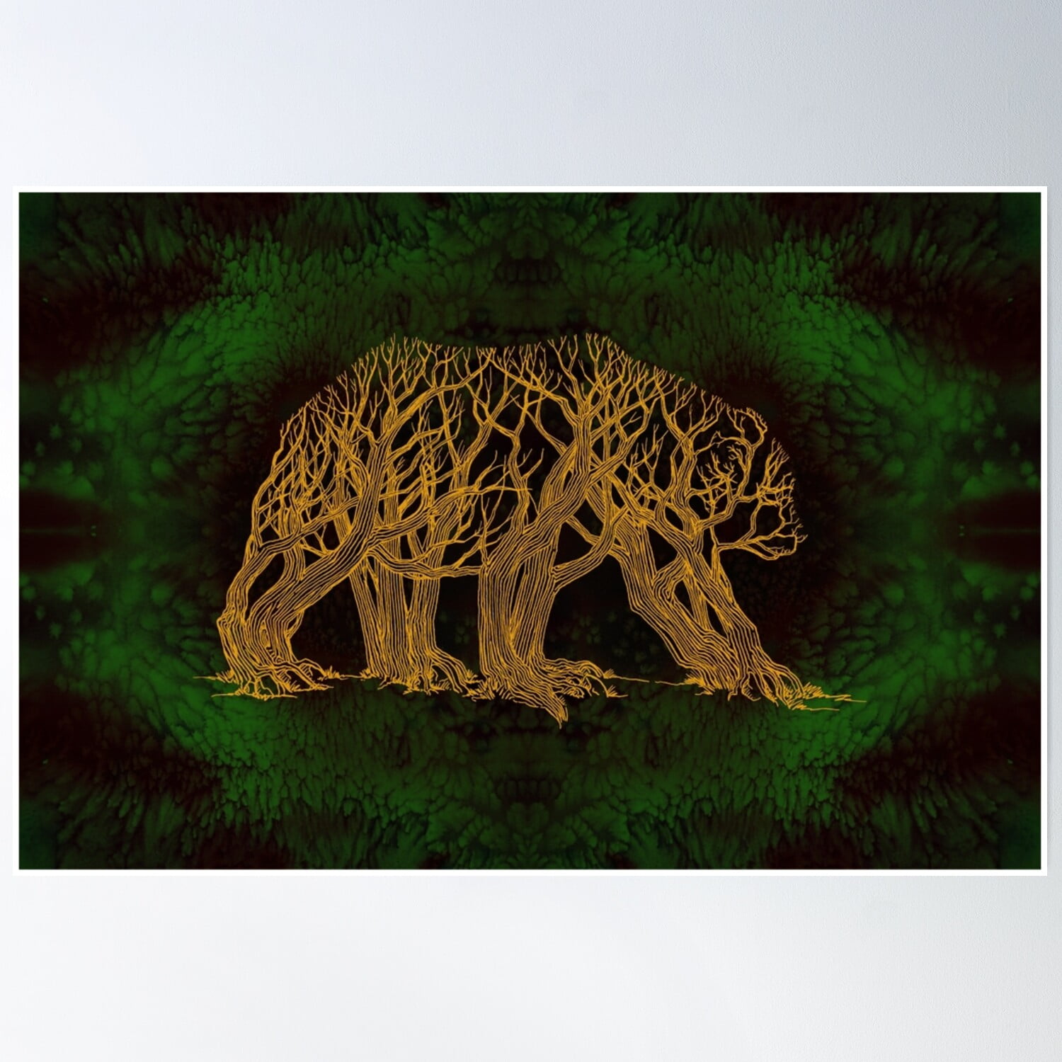 Ursa Arbor, Gold In The Greenery Poster Wall Art, Modern Wall Decor ...