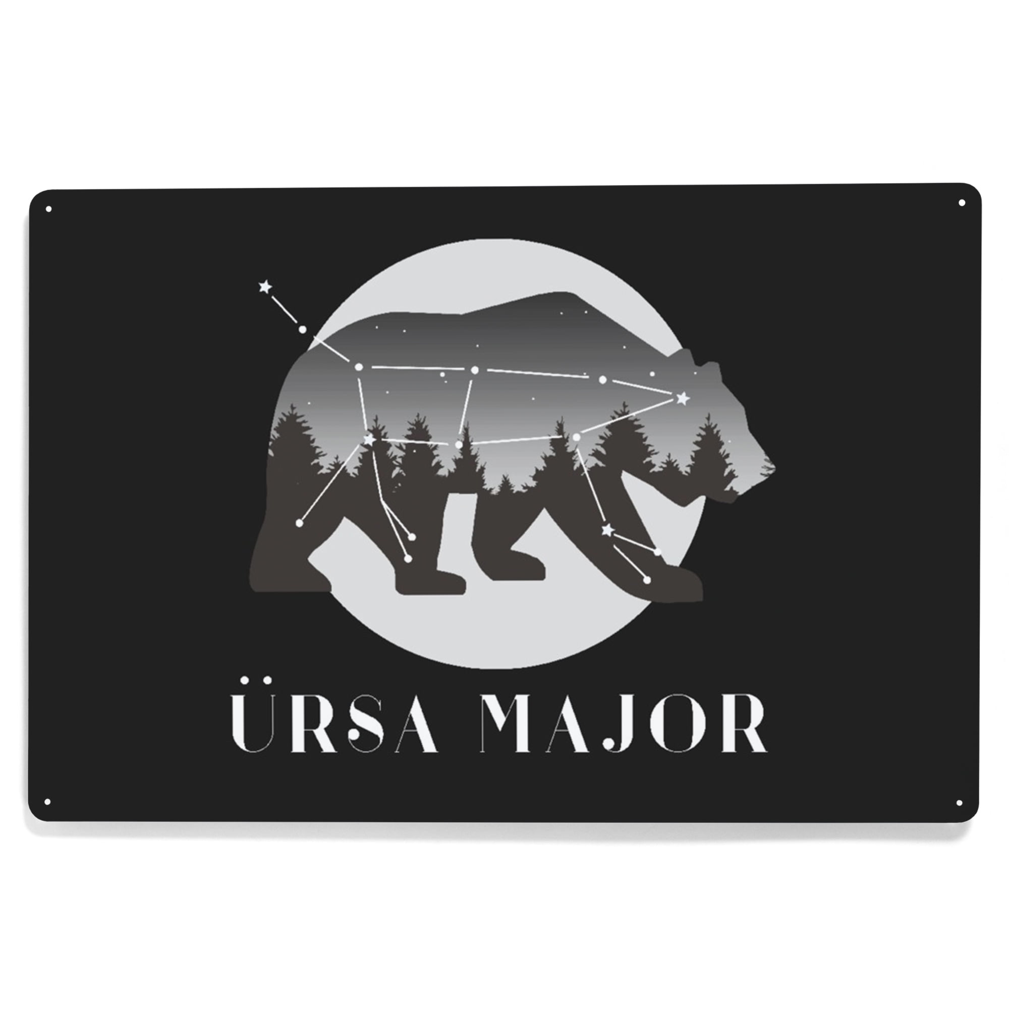 Ursa Major, Constellation Silhouette, Minimal with Night Sky, Black and ...