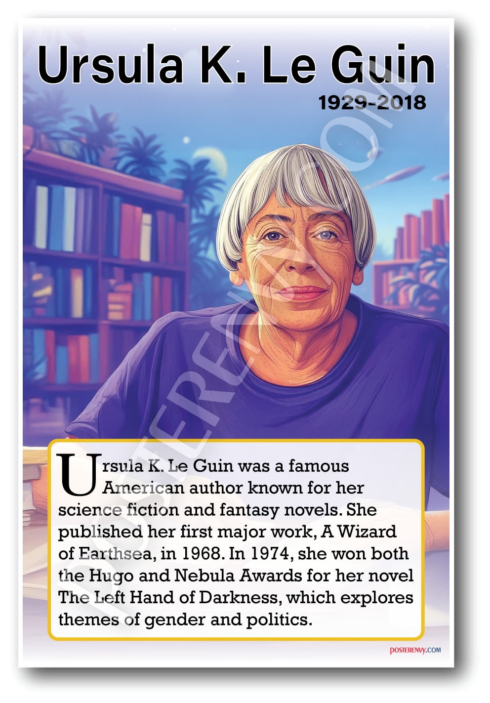 Ursula K. Le Guin - Sci-Fi Author - Biography Poster 18 x 12 inch - Walmart.com