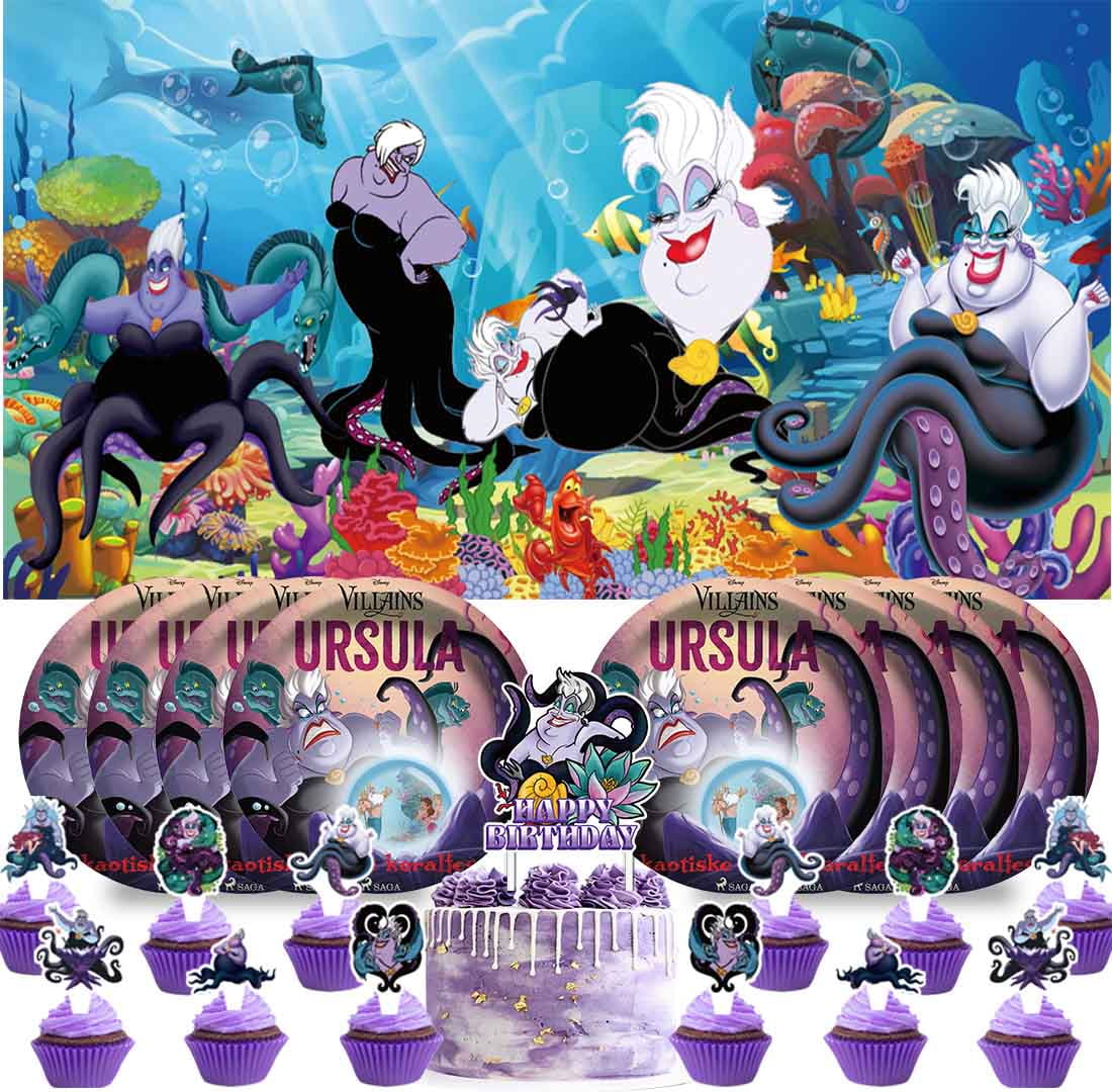 Ursula Party Supplies Birthday Decorations Plates Banner Kids Cake ...