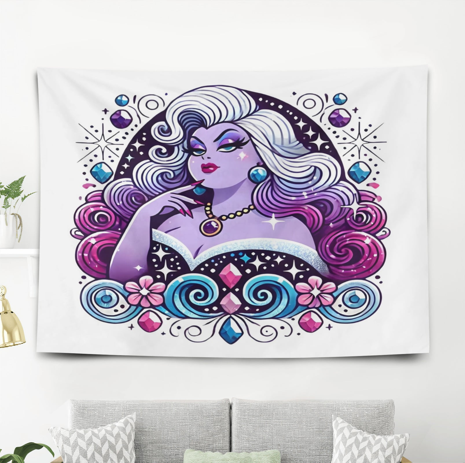 Ursula Pattern Wall Hanging 50*60 Inches High-Quality Peach Skin Velvet ...