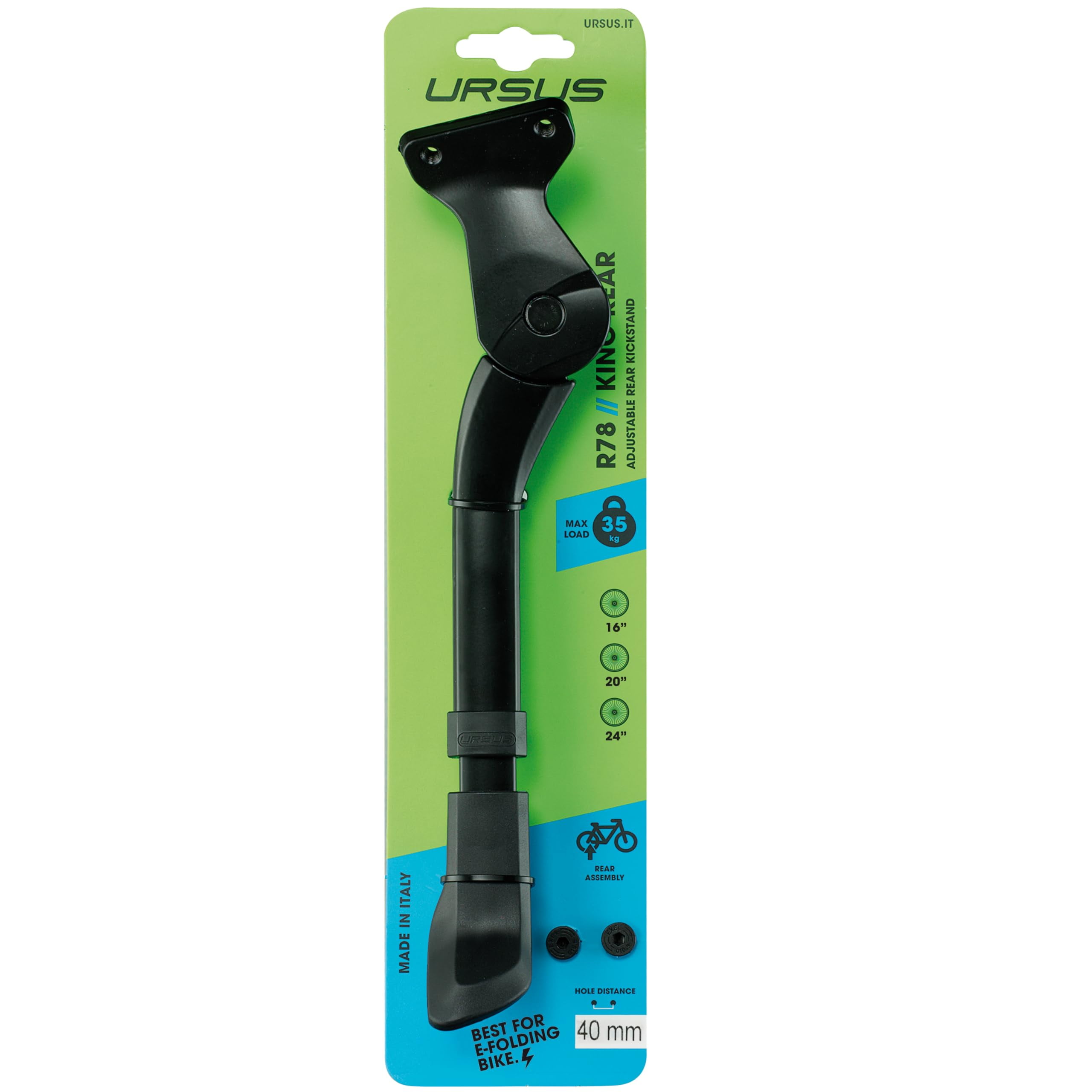 Ursus King Mini Rear 40mm Kickstand, Black, 16" / 20" / 24" - Walmart.com