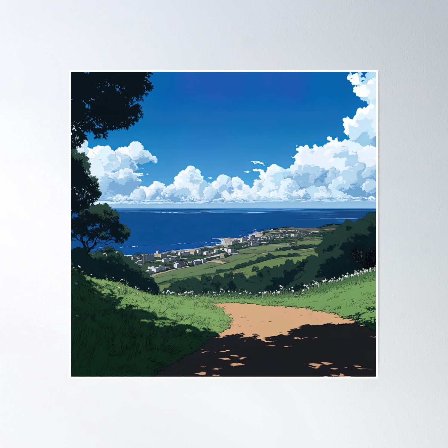Uruguay Coast | Anime Style Poster Wall Art, Modern Wall Decor, 24x24 ...
