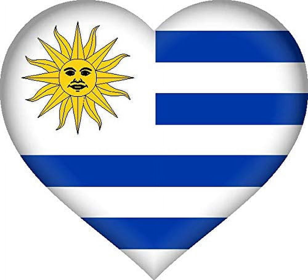 Uruguay Flag Sticker(Pack of 2) Decal, Bandera de Uruguay, Heart Flag ...