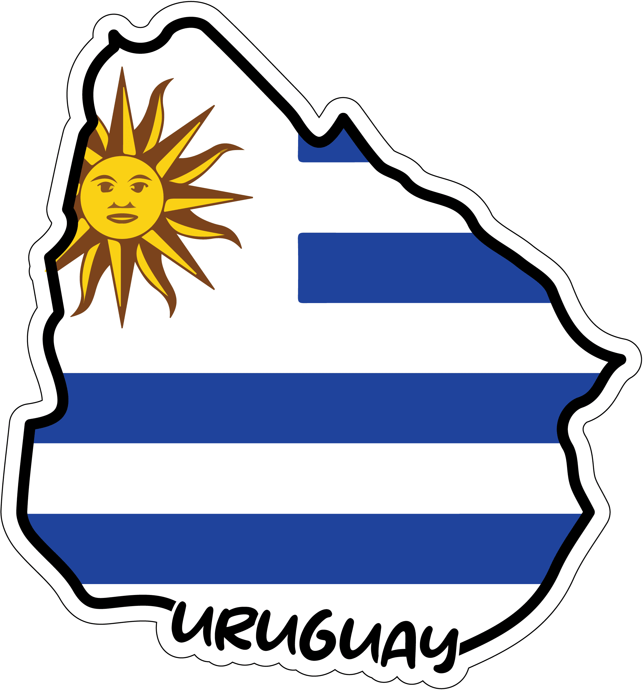 Uruguay Map Flag Sticker Decal / Oriental Republic of the Uruguay ...