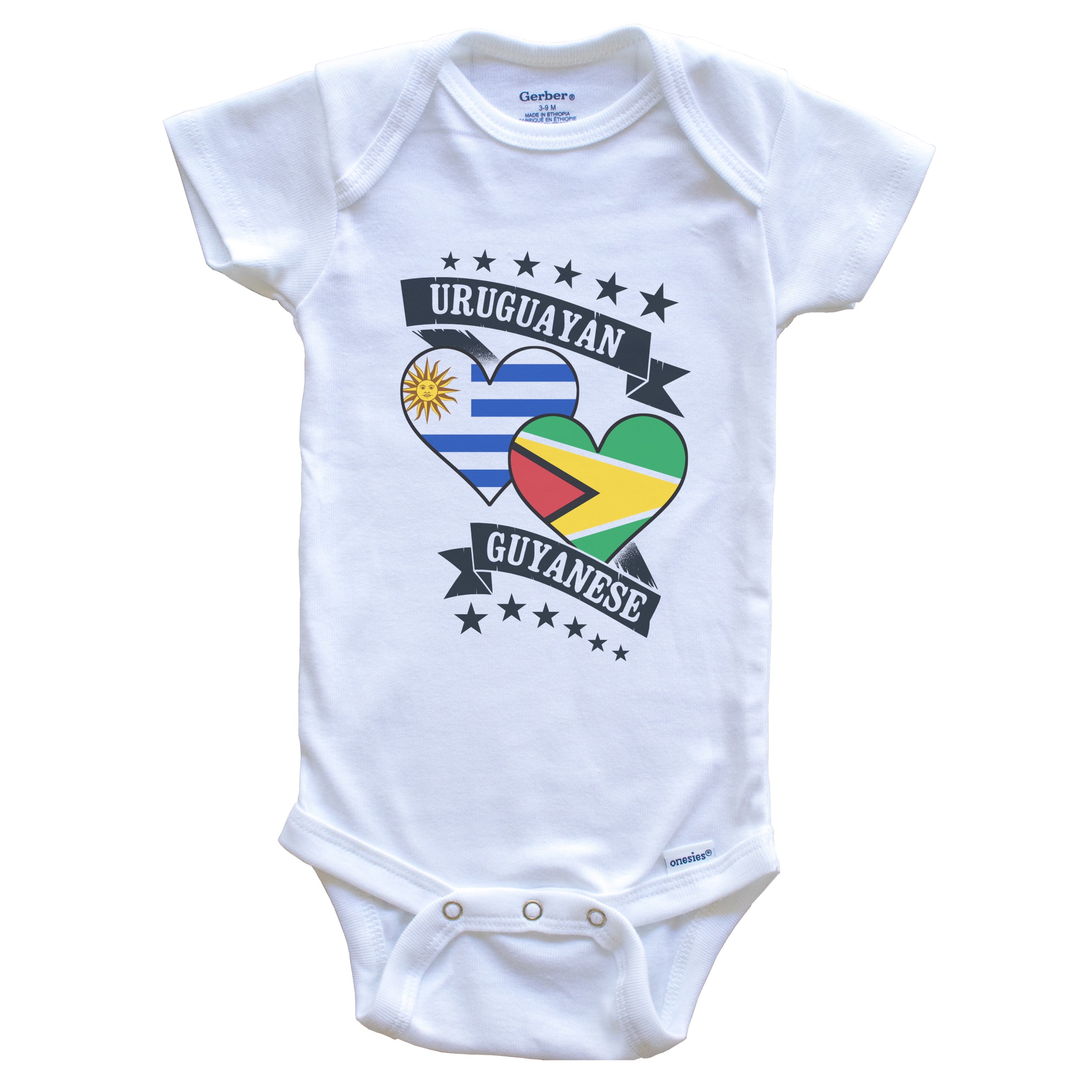 Uruguayan Guyanese Heart Flags Uruguay Guyana Baby Bodysuit, 6-9 months ...