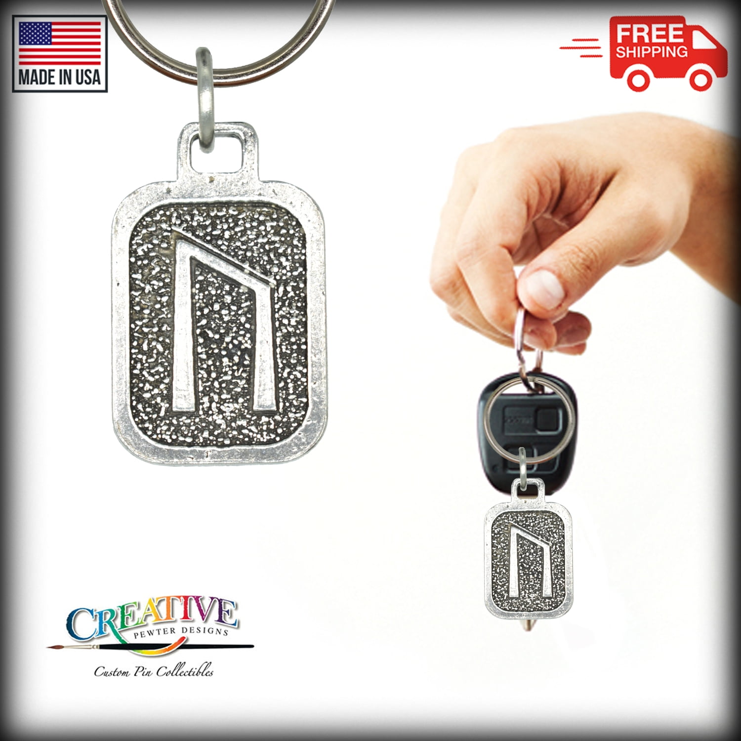 Uruz Keychain, L056KC, 1 1/4 Inch, Norse Runes, Viking, Strength, Gift ...