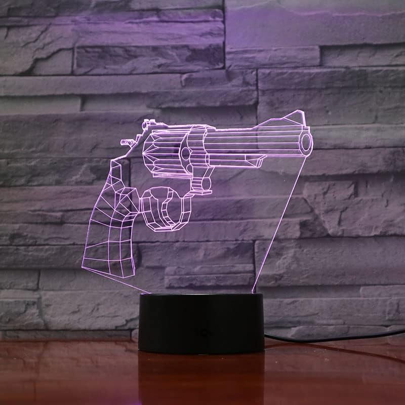 Uruzuo 3D Optical Illusion Lamp Gun Neon Sign, 3D Creative Gun Safe ...