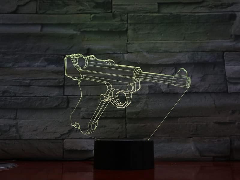 Uruzuo 3D Optical Illusion Lamp Gun Neon Sign, 3D Creative Gun Safe ...