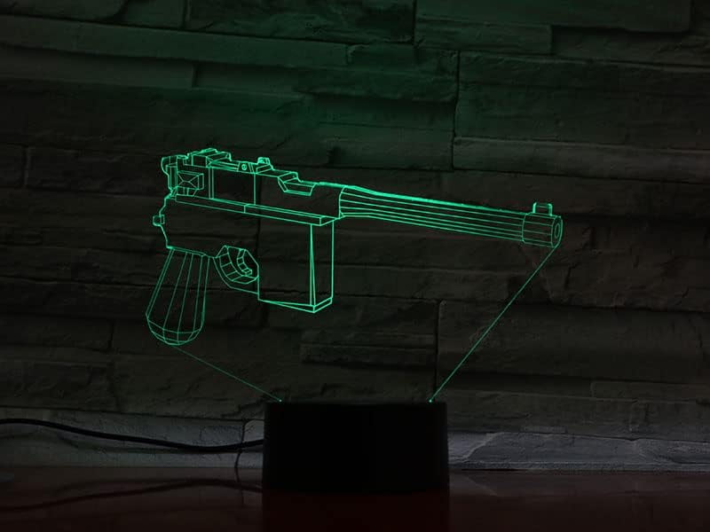 Uruzuo 3D Optical Illusion Lamp Gun Neon Sign, 3D Creative Gun Safe ...