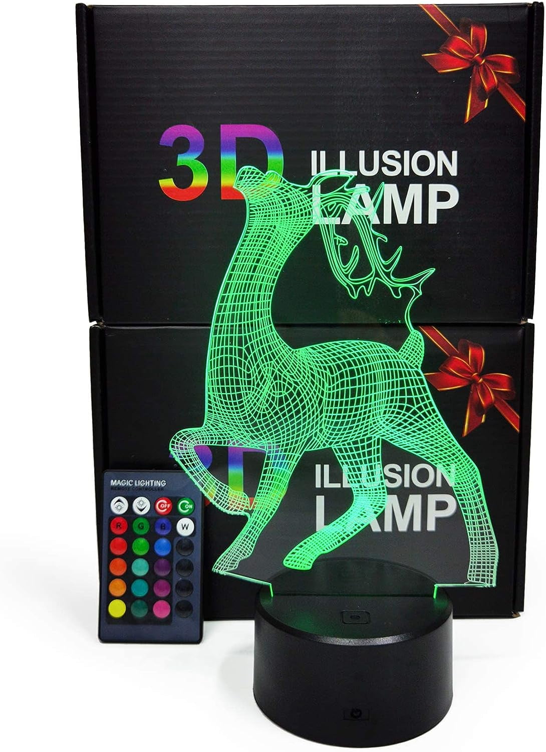 Uruzuo Animal Deer Gifts for Deer Lovers 3D Illusion Night Light Touch ...