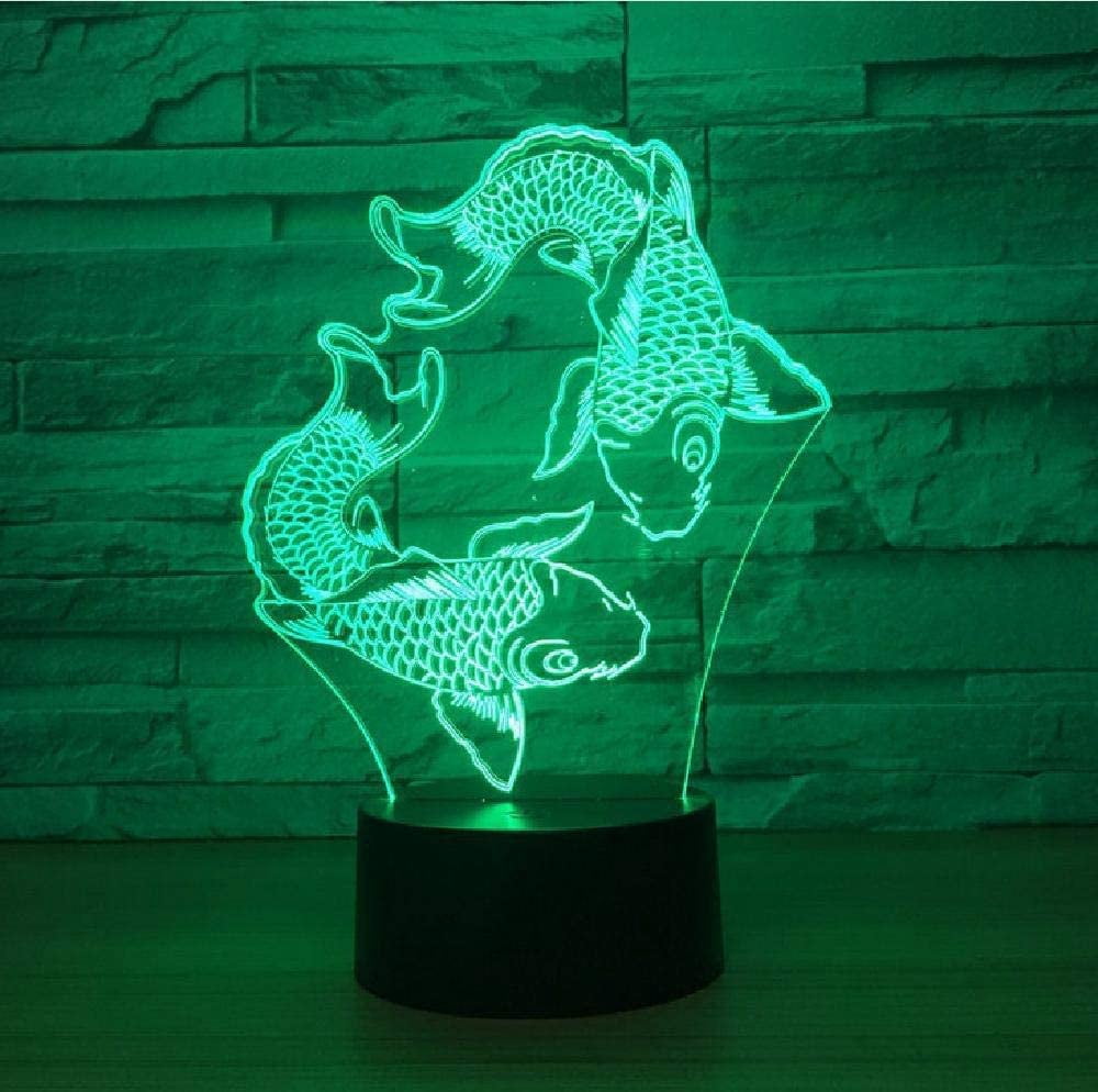Uruzuo Animal Fish Lamps for Home Decor 3D Illusion Night Light Touch ...