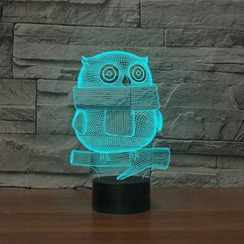 Uruzuo Animal Owl Gifts for Owl Lovers 3D Illusion Night Light Touch ...