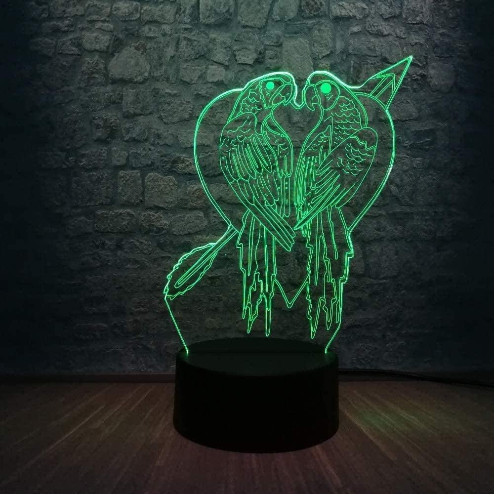Uruzuo Animal Parrot Toys 3D Illusion Night Light Smart Touch Lamp ...