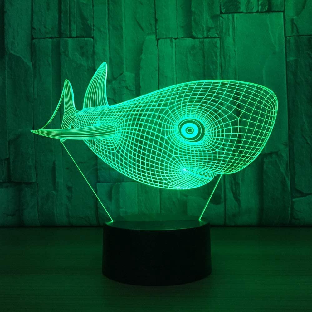 Uruzuo Animal Shark Gifts for Shark Lovers 3D Illusion Night Light ...