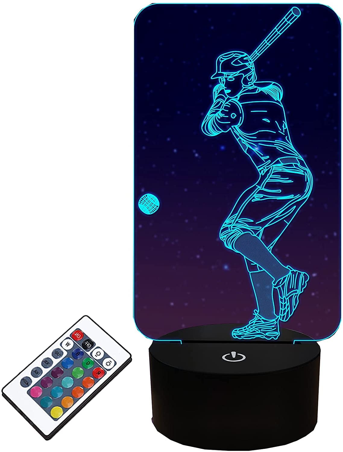 Uruzuo Baseball Games Toys 3D Illusion Night Light Lamp, Creative RGB ...