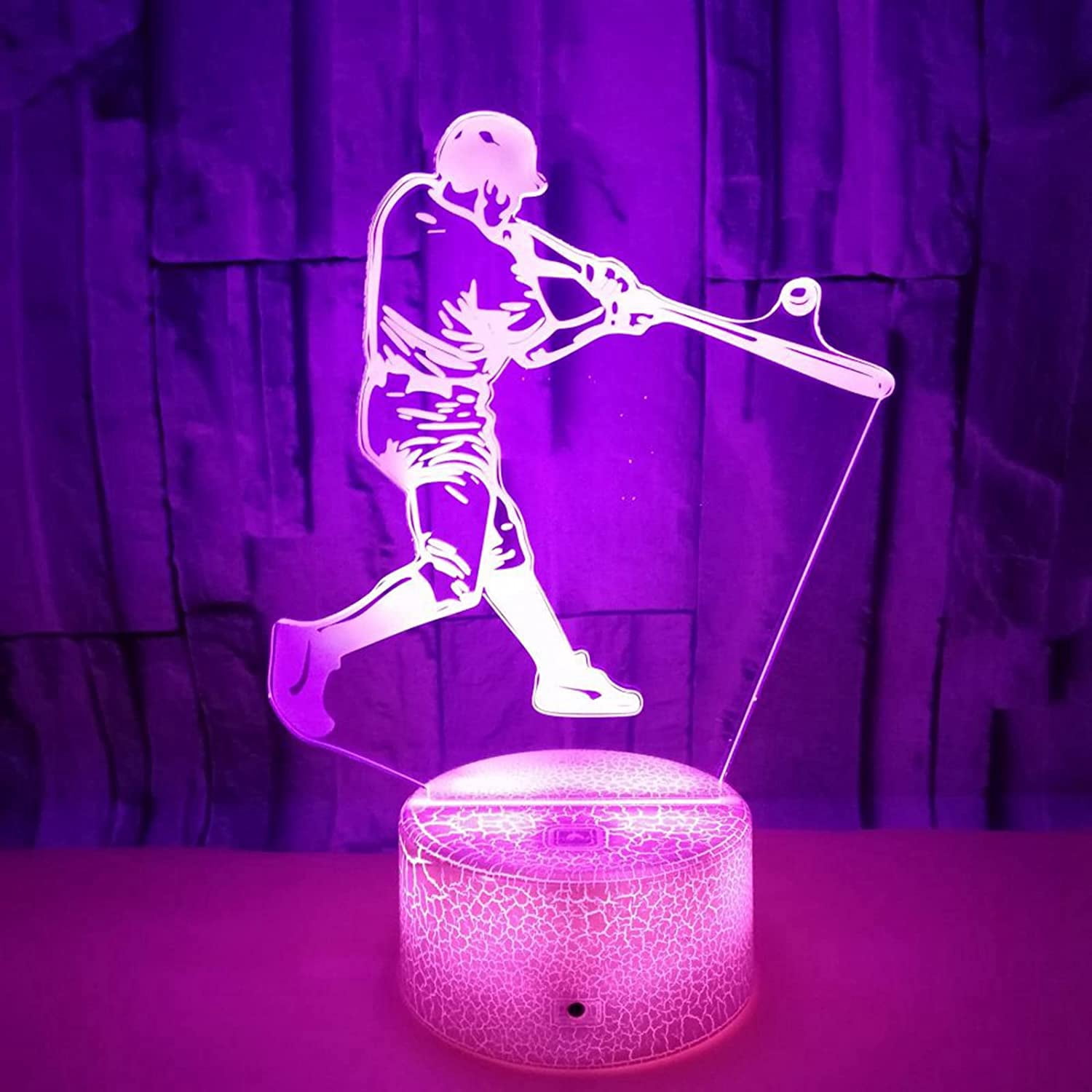 Uruzuo Baseball Games Toys 3D Illusion Night Light Lamp, Creative RGB ...