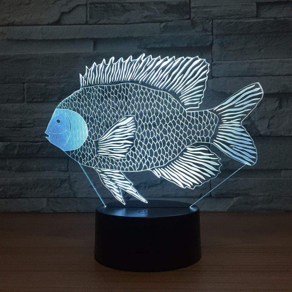 Uruzuo Fish Animal Toys 3D Illusion Night Light Smart Touch Lamp ...