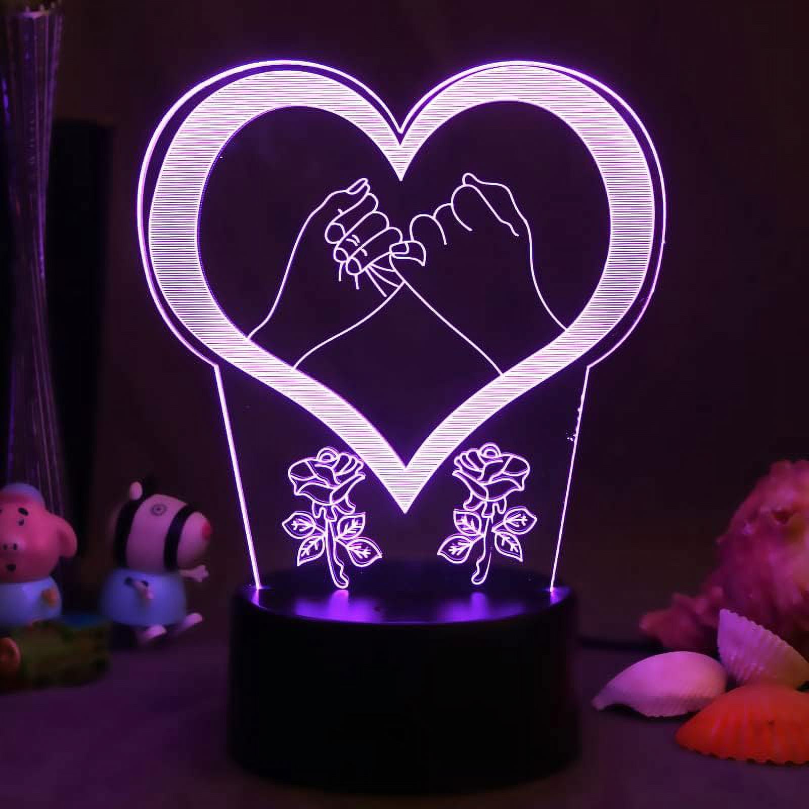 Uruzuo I Love You to The Moon and Back, 3D Illusion Lamp Flower, Bear ...