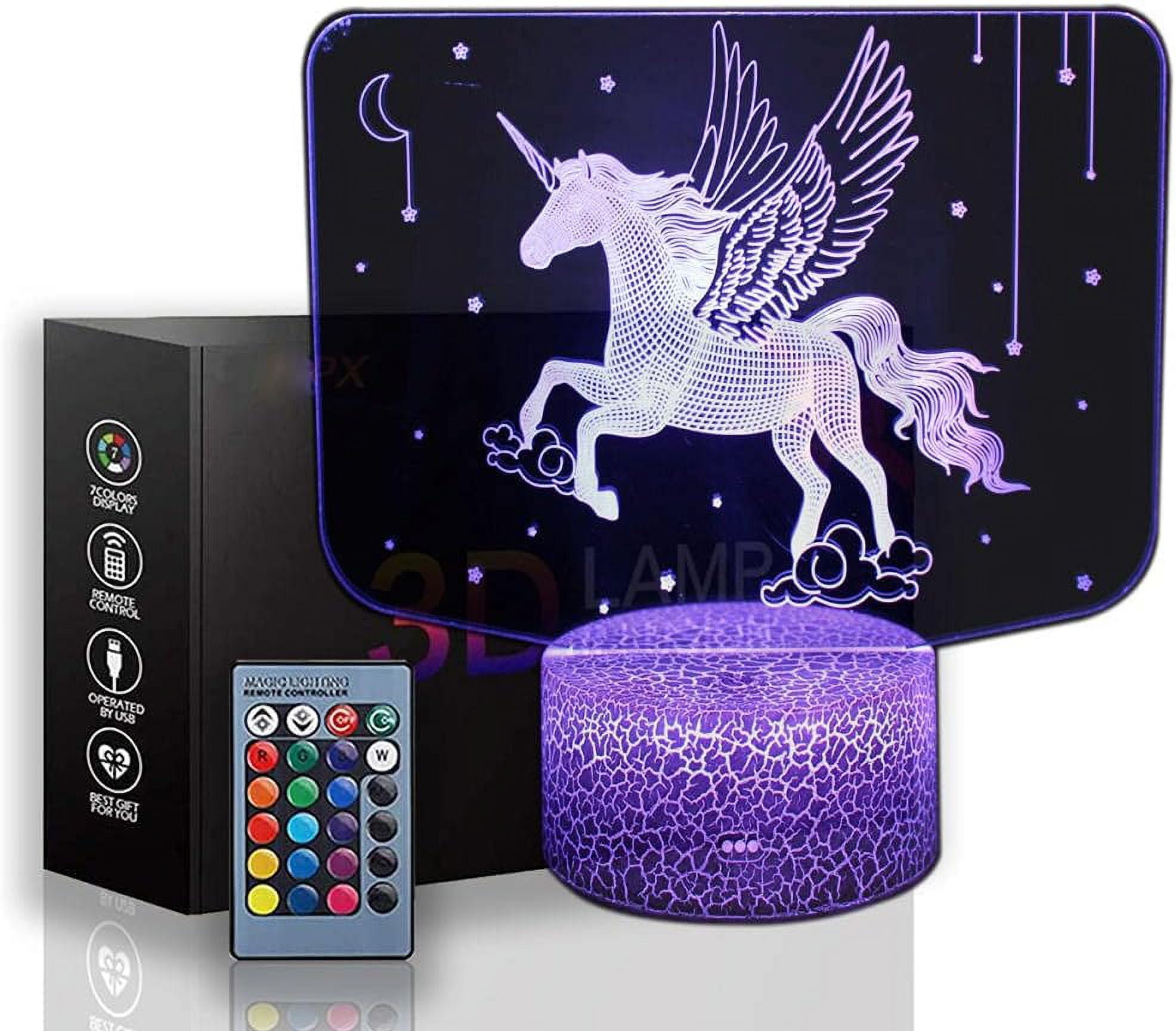 Uruzuo Unicorn Night Lights for Girls Bedroom,3D Illusion Night Light ...