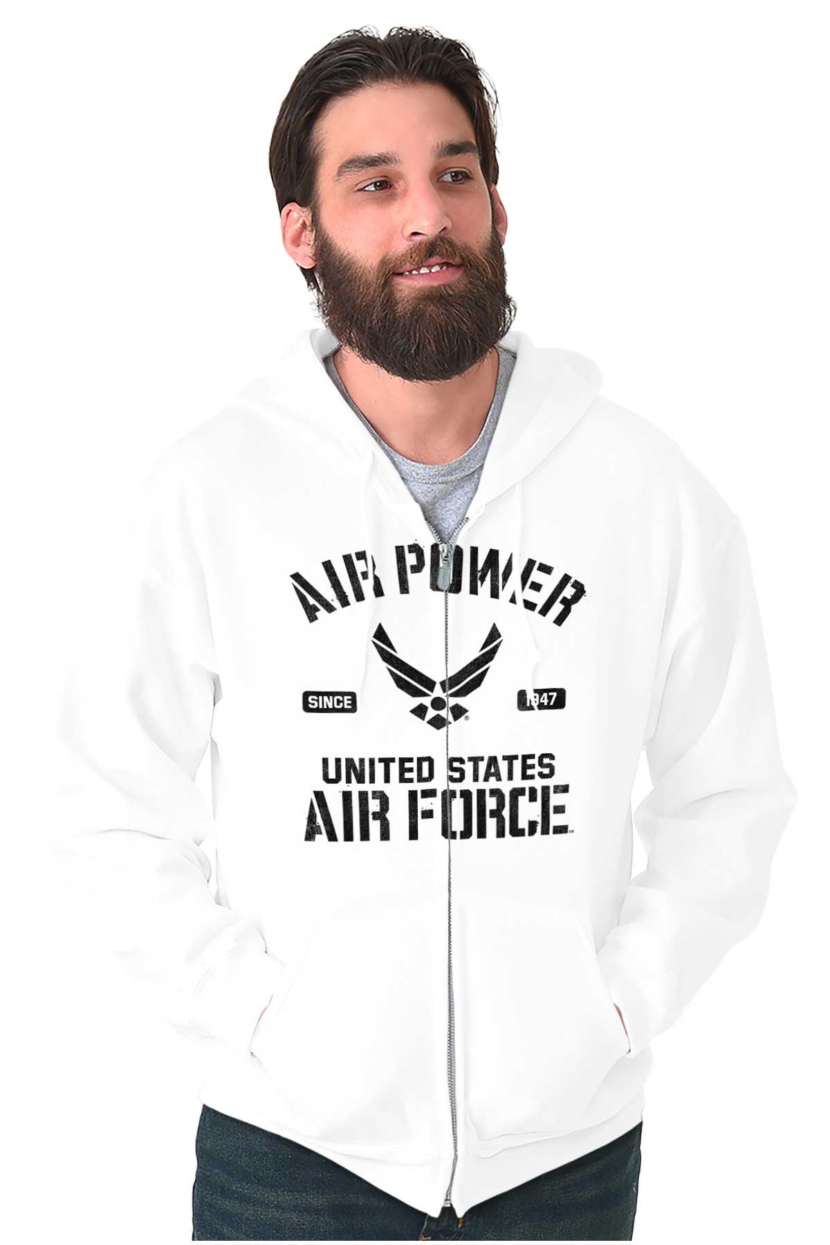 Us Air Force USAF Power Wings Logo Zip Up Hoodie Men's Women's Brisco ...