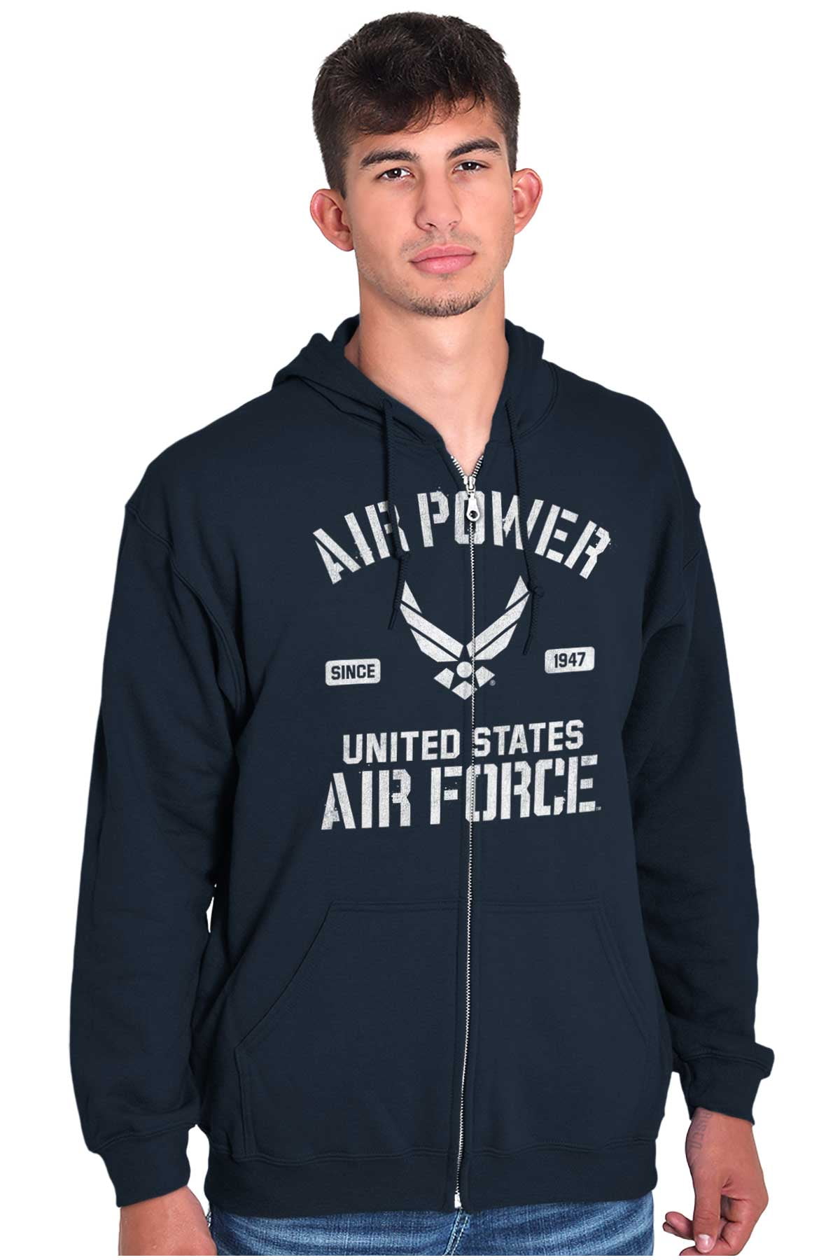 Us Air Force USAF Power Wings Logo Zip Up Hoodie Men's Women's Brisco ...