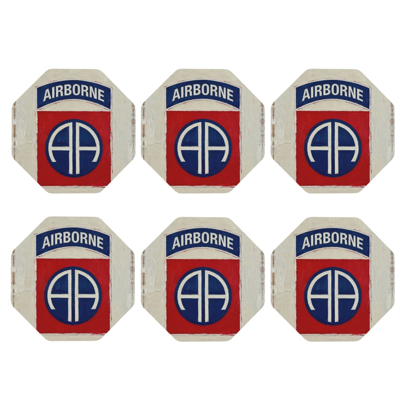 Us Army Retro 82nd Airborne Division Set of 6 Faux Leather 4 Inch ...