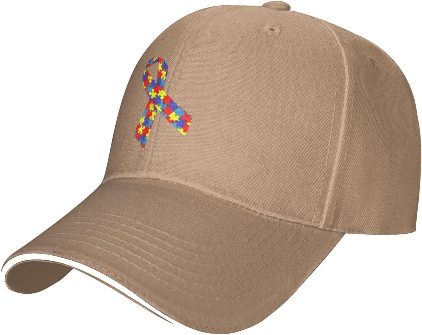 Autism Ribbon Men Womens Sandwich Hat Classic Adjustable Trucker Hat ...