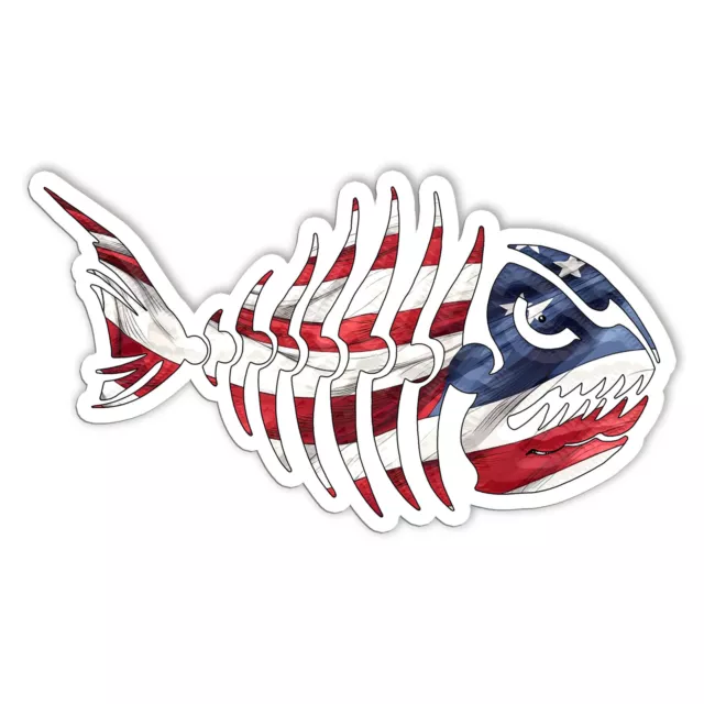 Us Flag Fish Bone Sticker Patriotic Fishing Sticker Phone Decal Water ...