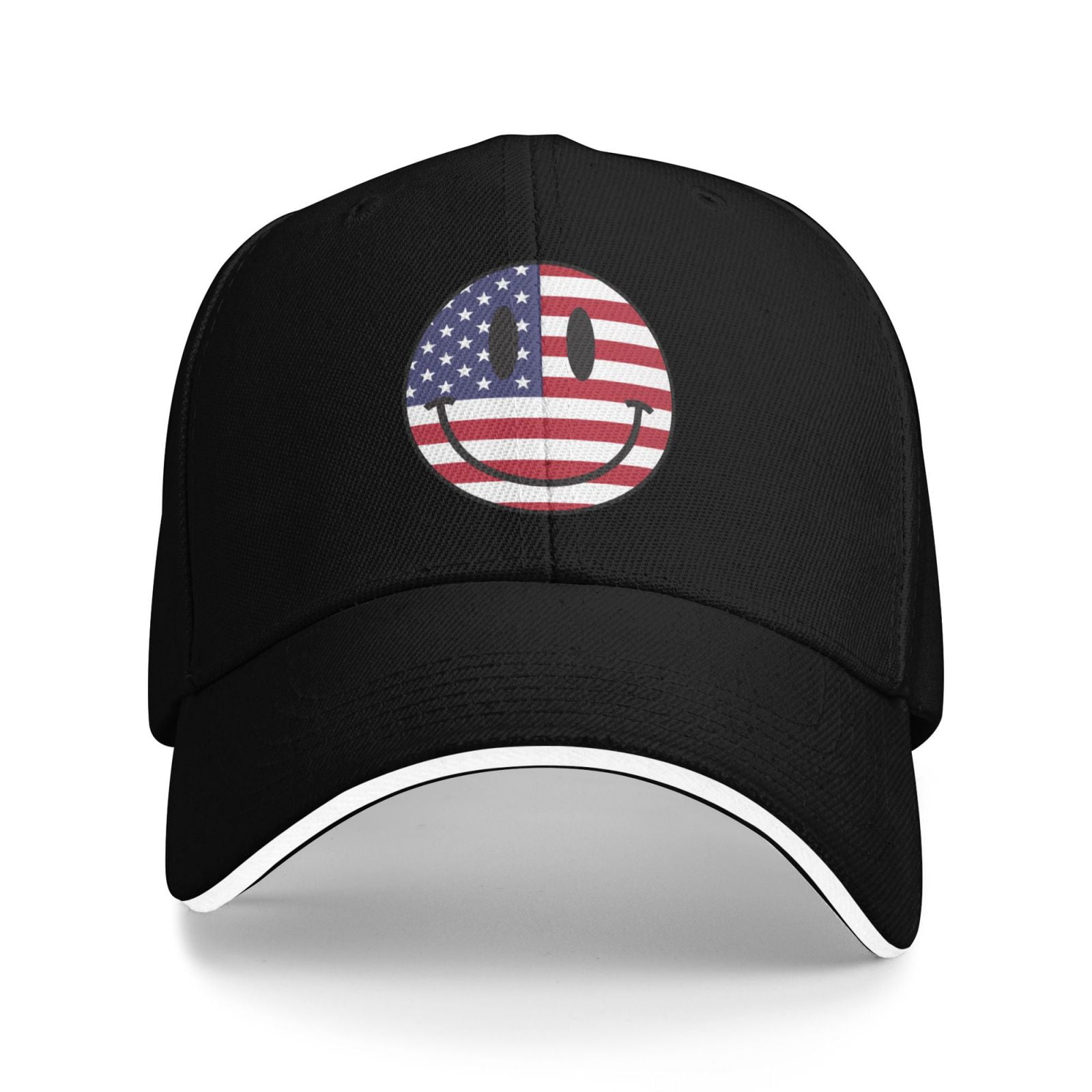 Us Flag Smiley Face Unisex Sandwich Cap Classic Baseball Capunisex ...