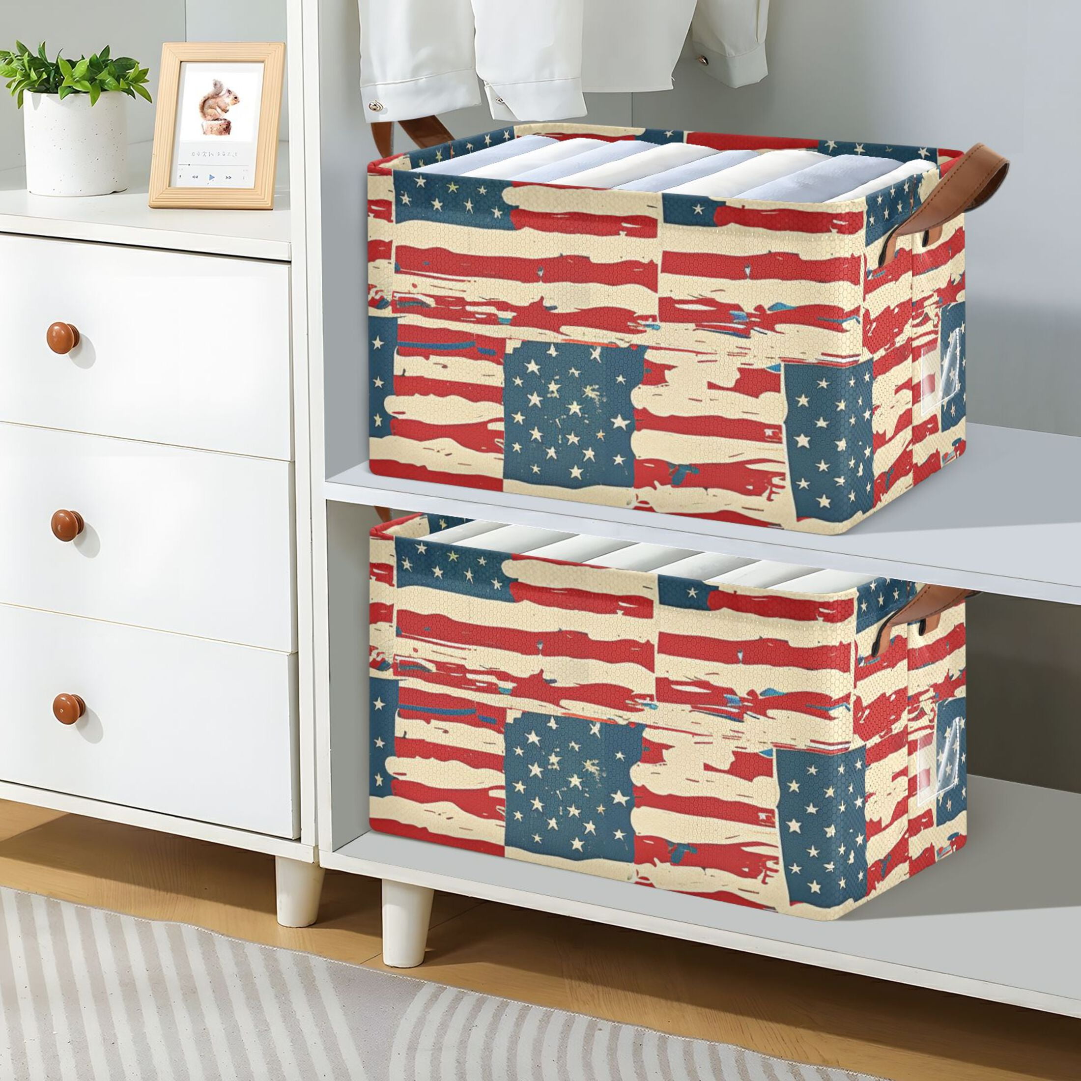 Us Flags Foldable Storage Large Fabric Storage Baskets Organizer ...