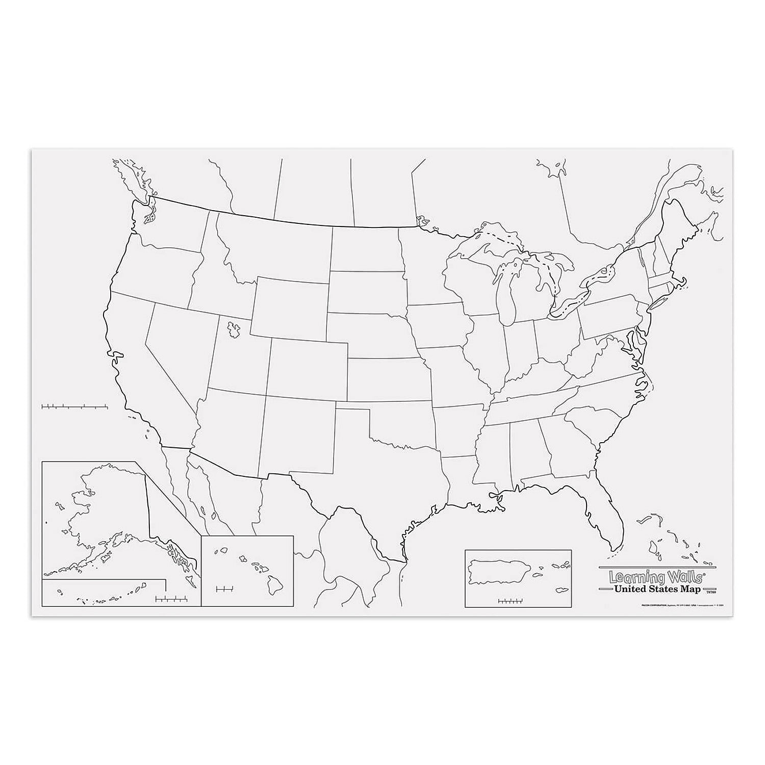 Pacon Learning Walls, United States Map, 48" x 72", 1 Piece - Walmart.com