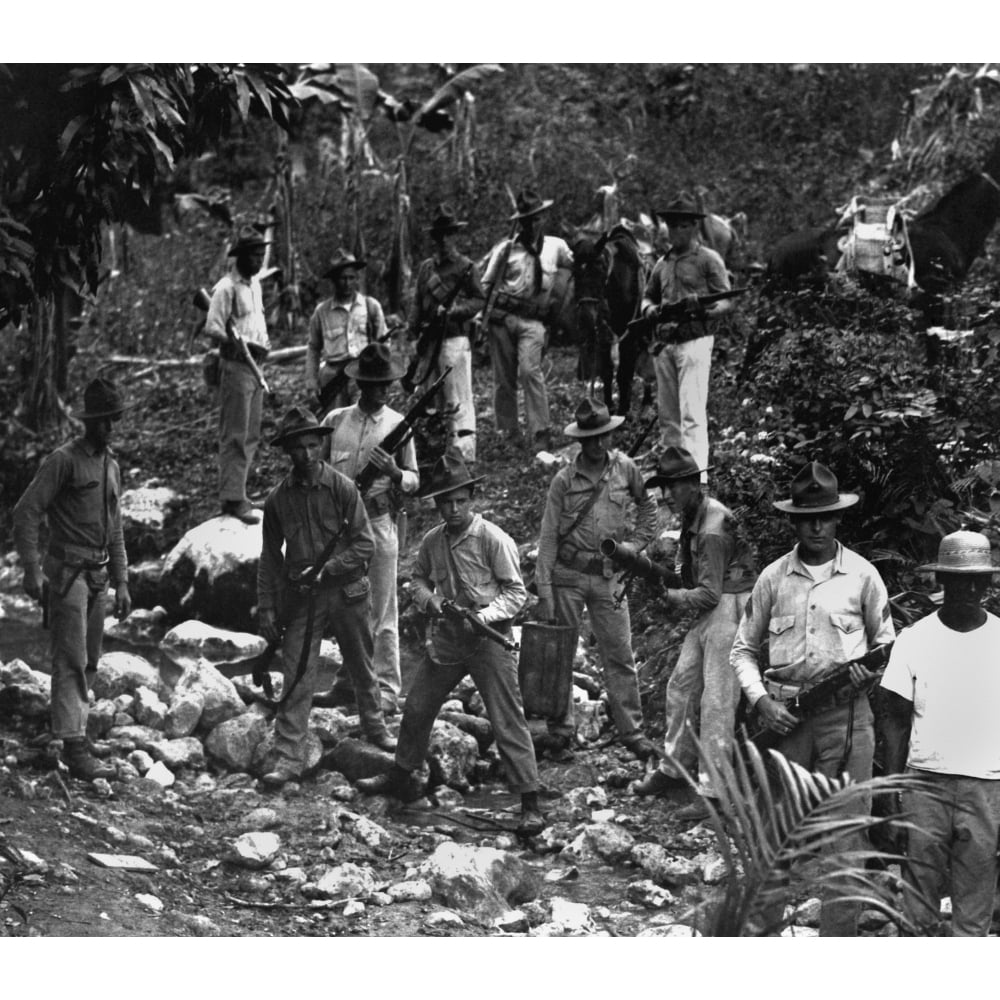 Us Marines And A Guide In Search Of Bandits In 1919 During The Us ...
