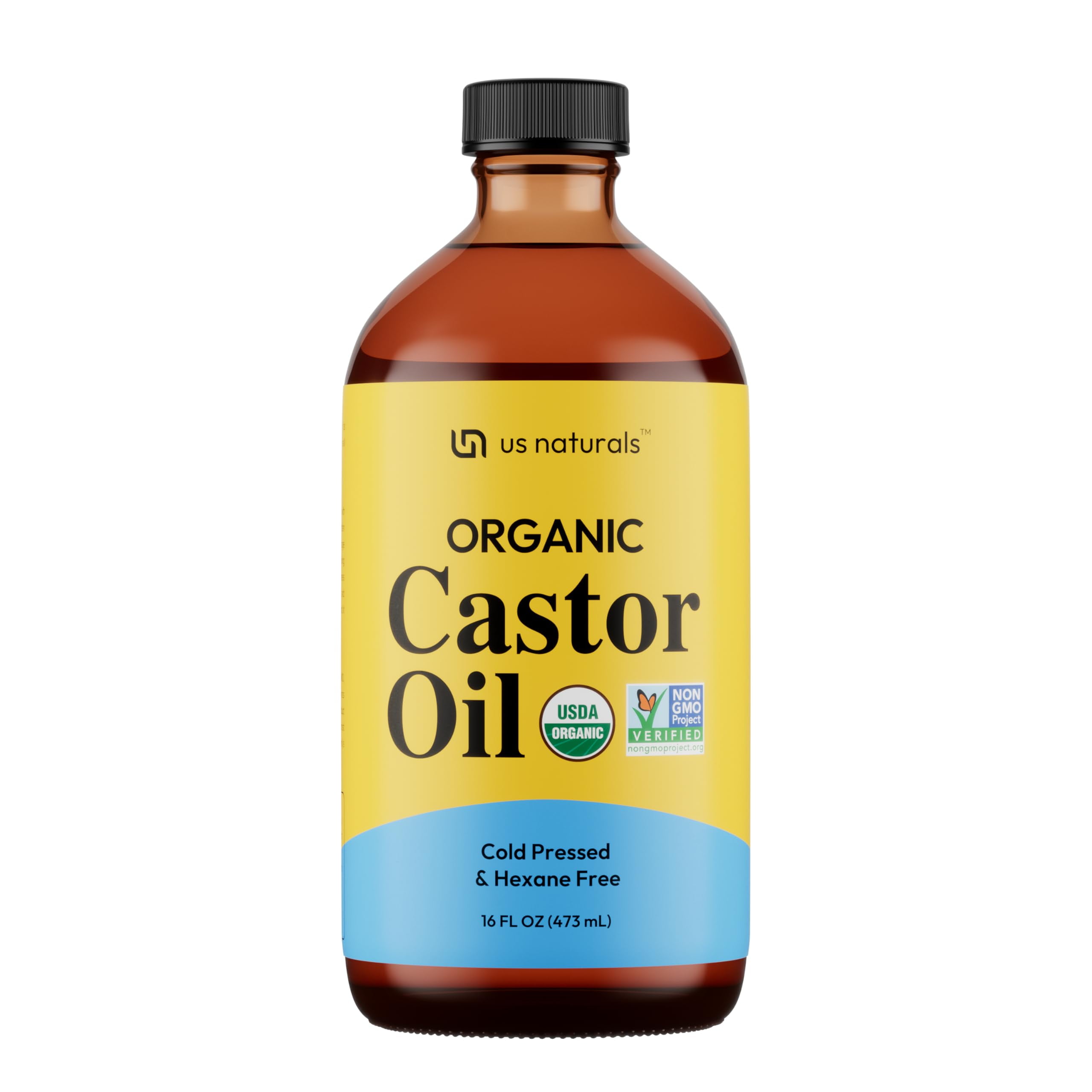 Us Naturals 16oz Organic Irf13 Castor Oil Glass Certified Organic And Non Gmo 100 Pure Cold