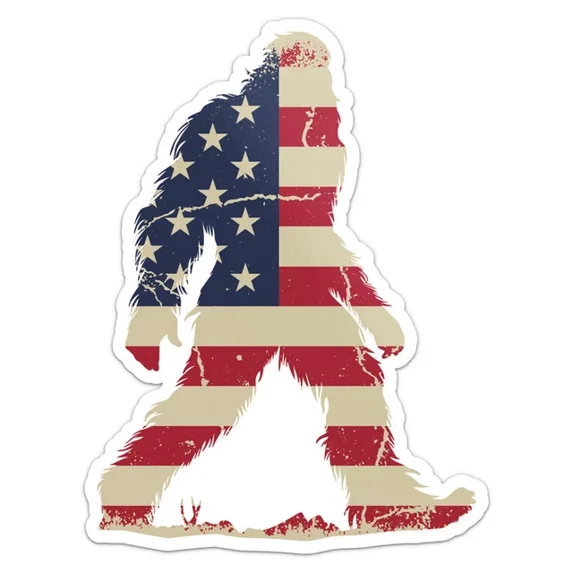 Us Patriotic Sasquatch Bigfoot Sticker - Id2 Phone Decal Water Bottle ...