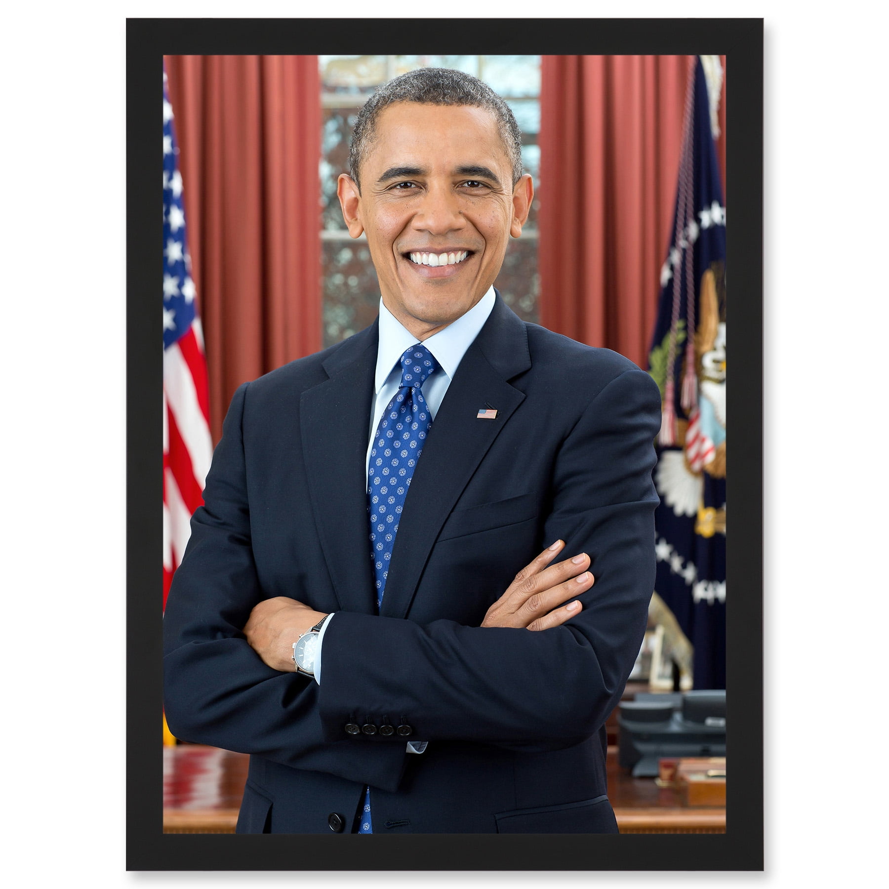 Us President Barack Obama Photo Souza Portrait A4 Artwork Framed Wall ...