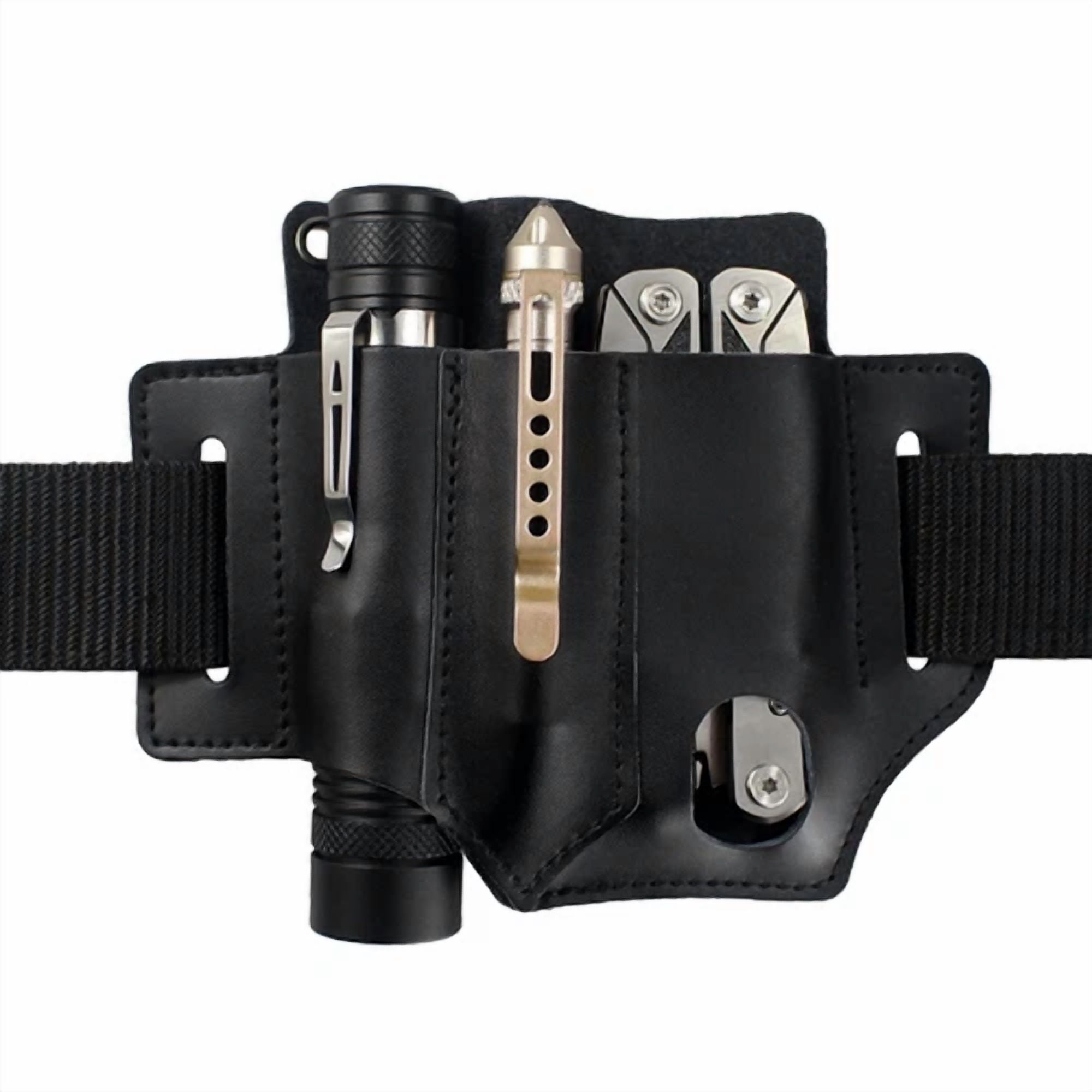 Us Tactical Synthetic Leather Tool Sheath Pack Edc Knife Flashlight ...