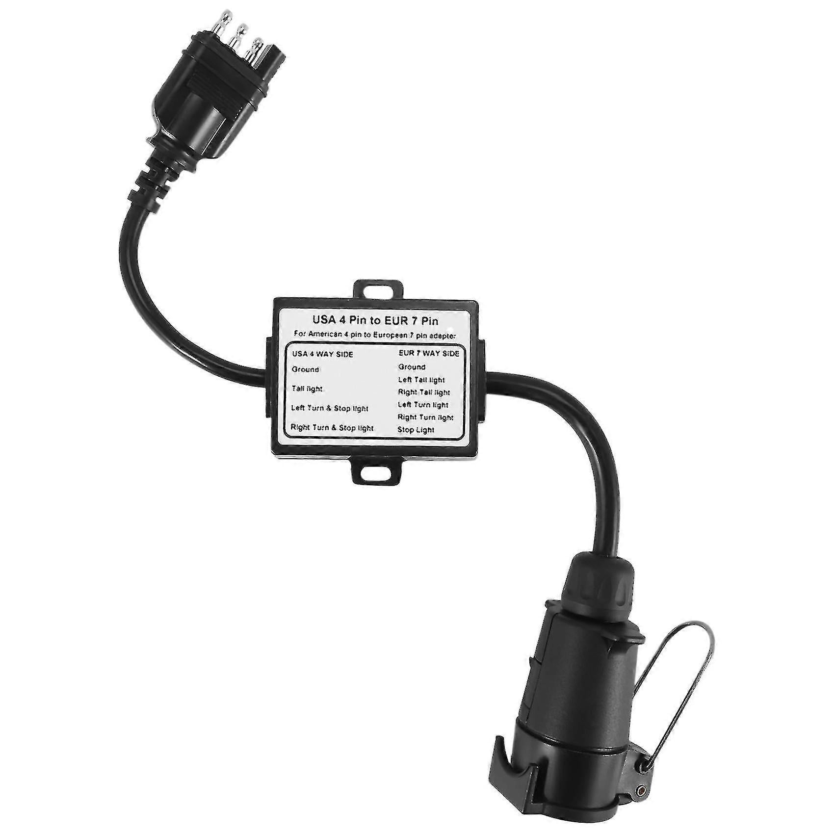 Us To Europe Trailer Light Converter 4 Way Flat Socket (american ...