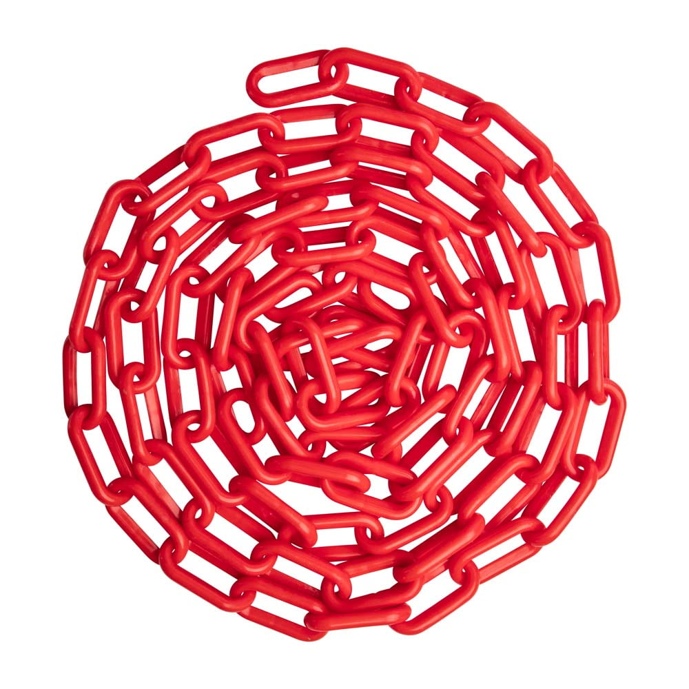 US Weight Chainboss 2" x 25' Red Plastic Safety Chain with SunShield UV ...