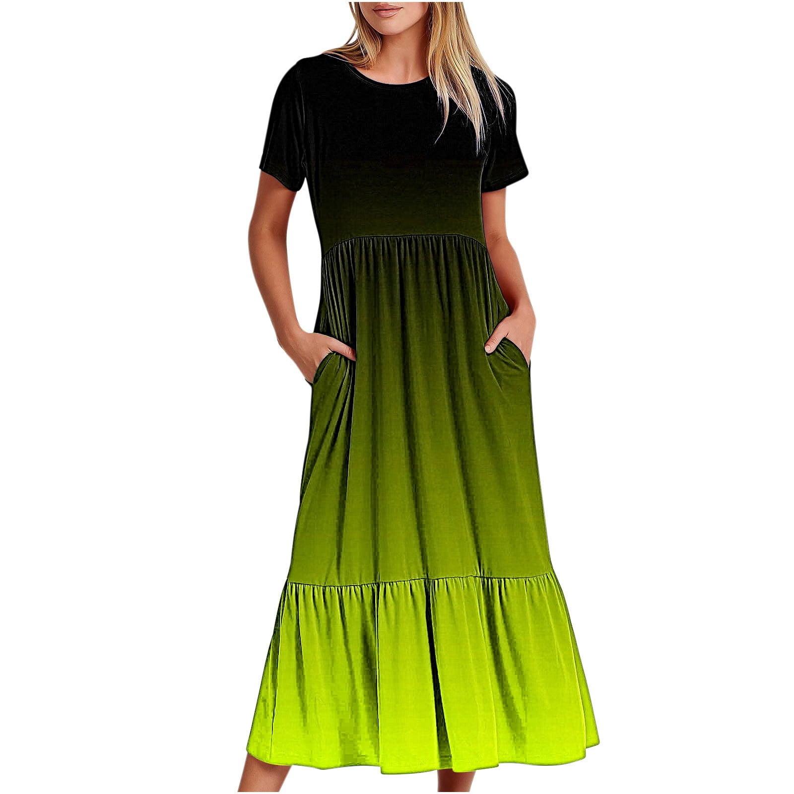 UsYezik Casual Dresses for Women Clearance Under $10 Short Sleeve ...