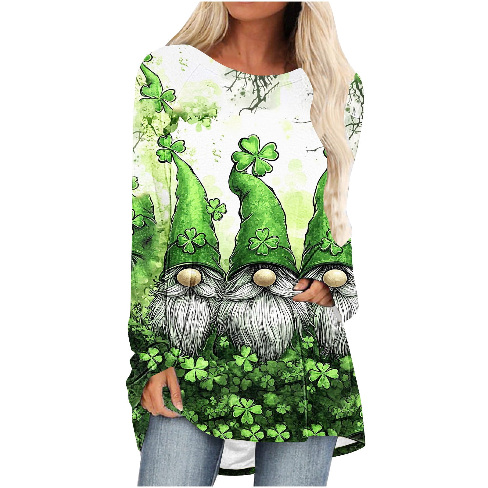UsYezik St. Patricks Day Shirts for Women Crew Neck T-shirt Irish ...