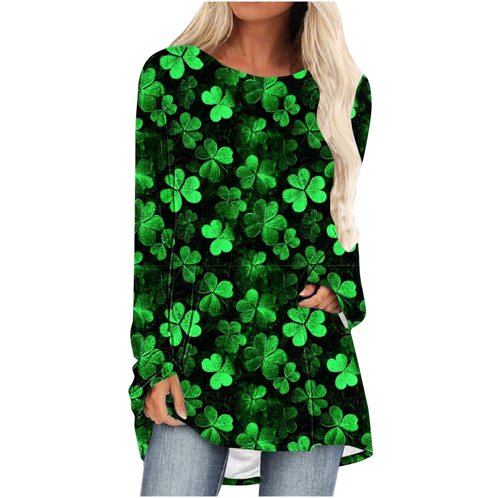 UsYezik St Patricks Day Shirts for Women O Neck T-shirt Irish Shamrock ...
