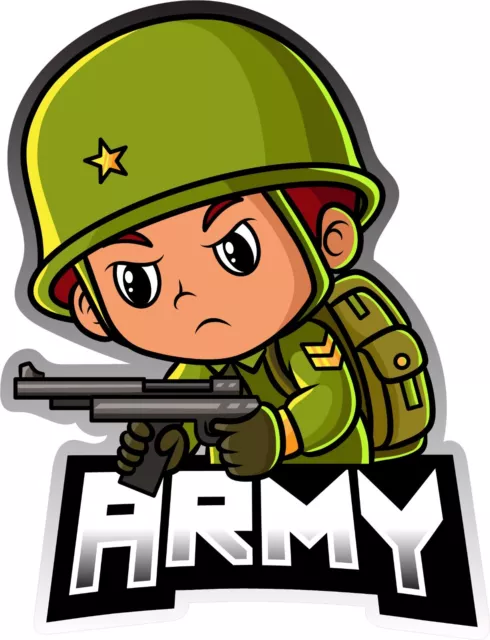Usa America Army Cartoon Soldier Sticker Window Decal Multiple Size ...