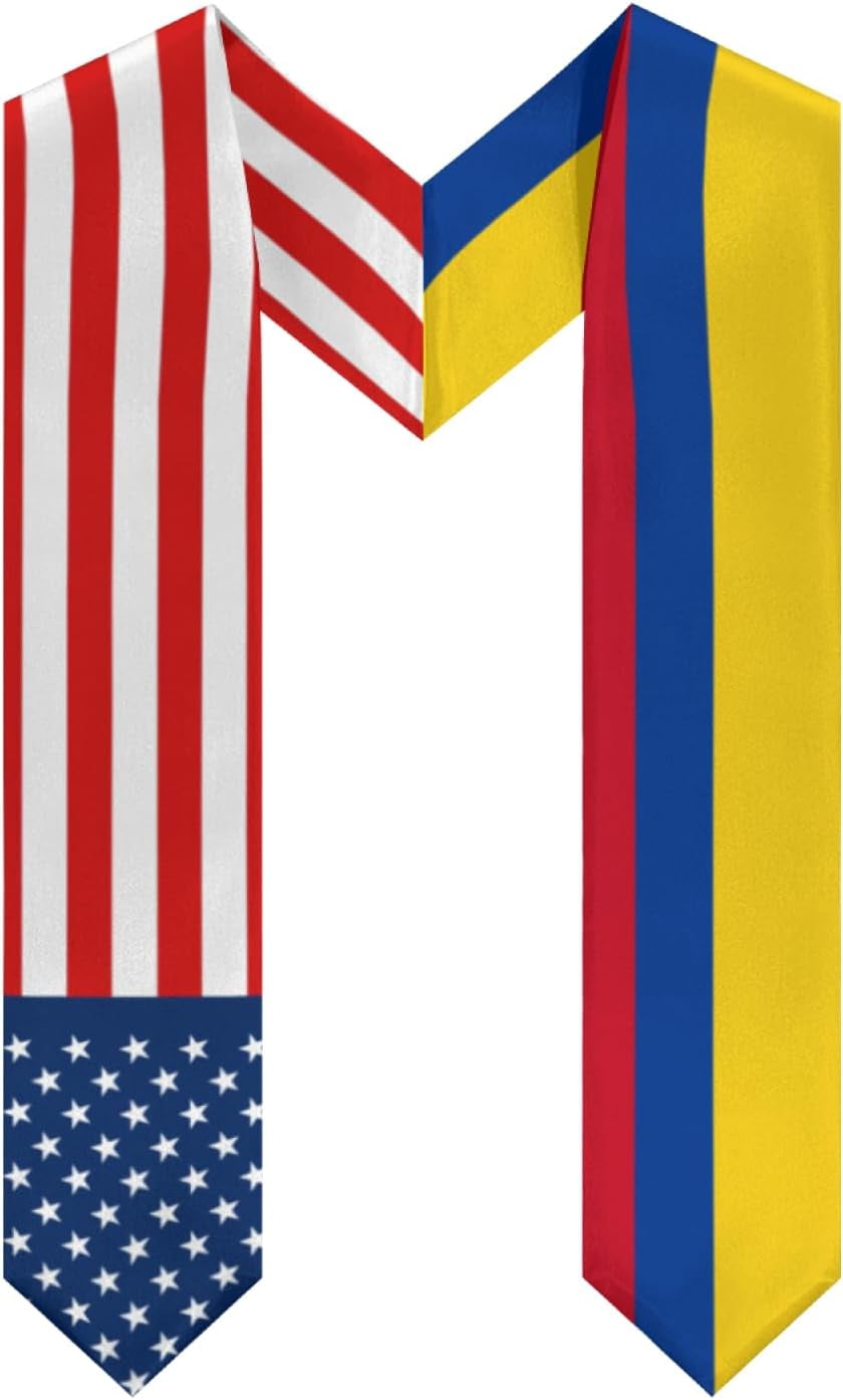 Usa American America And Colombian Colombia Flag Graduation Sash Class ...