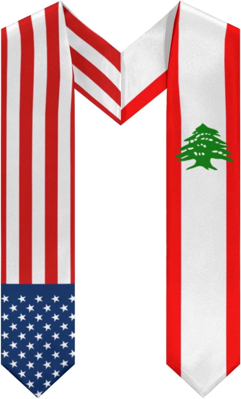 Usa American America And Lebanon Lebanese Flag Graduation Sash Class Of ...