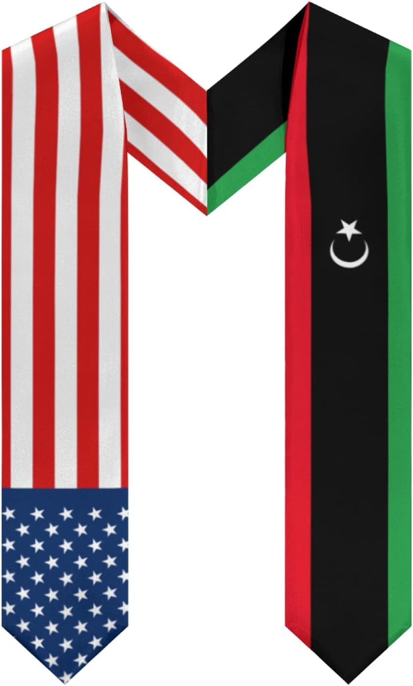 Usa American America And Libya Libyan Flag Graduation Sash Class Of ...
