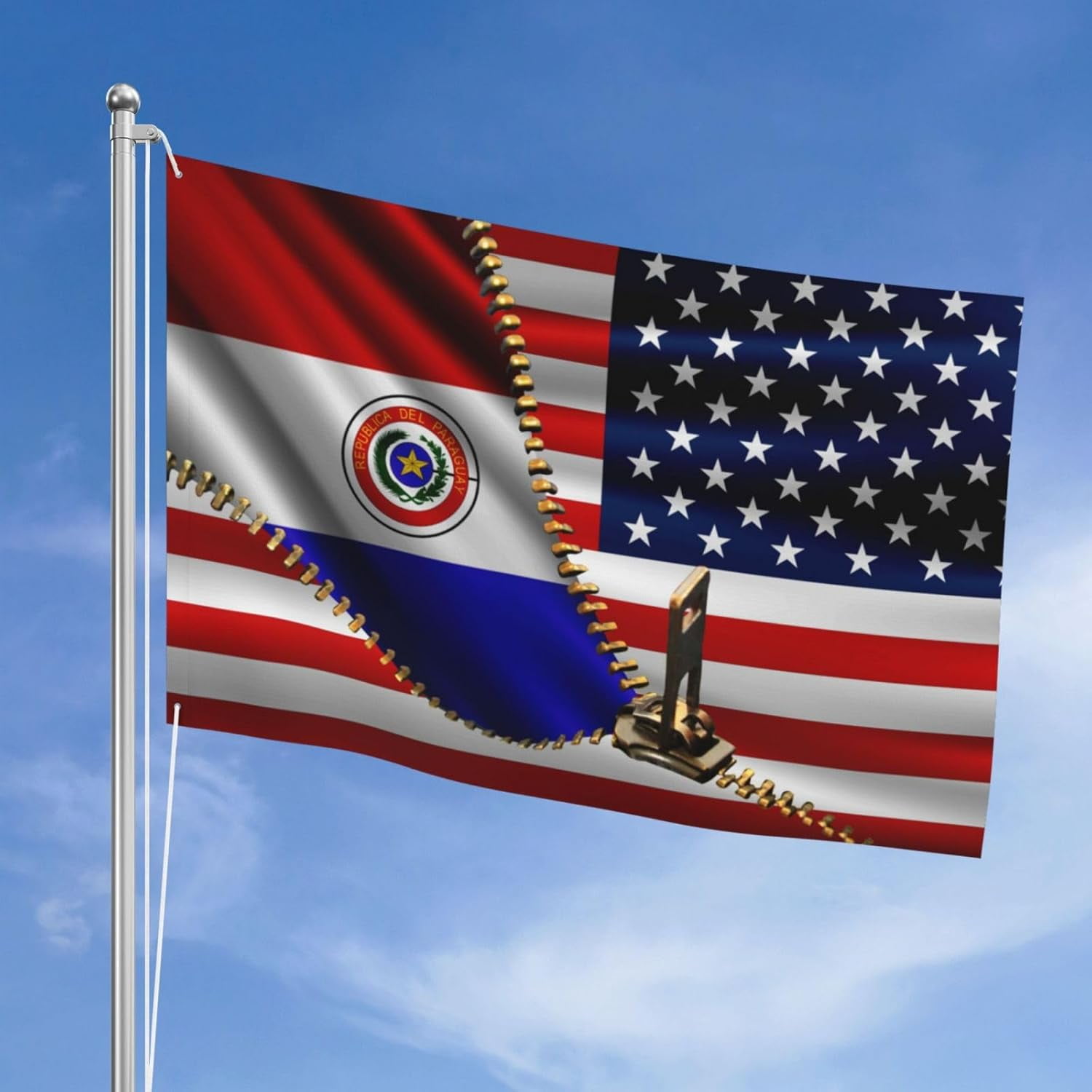 Usa American Flag And Paraguay Flag Flag 4x6 Ft Double-Sided Printing ...