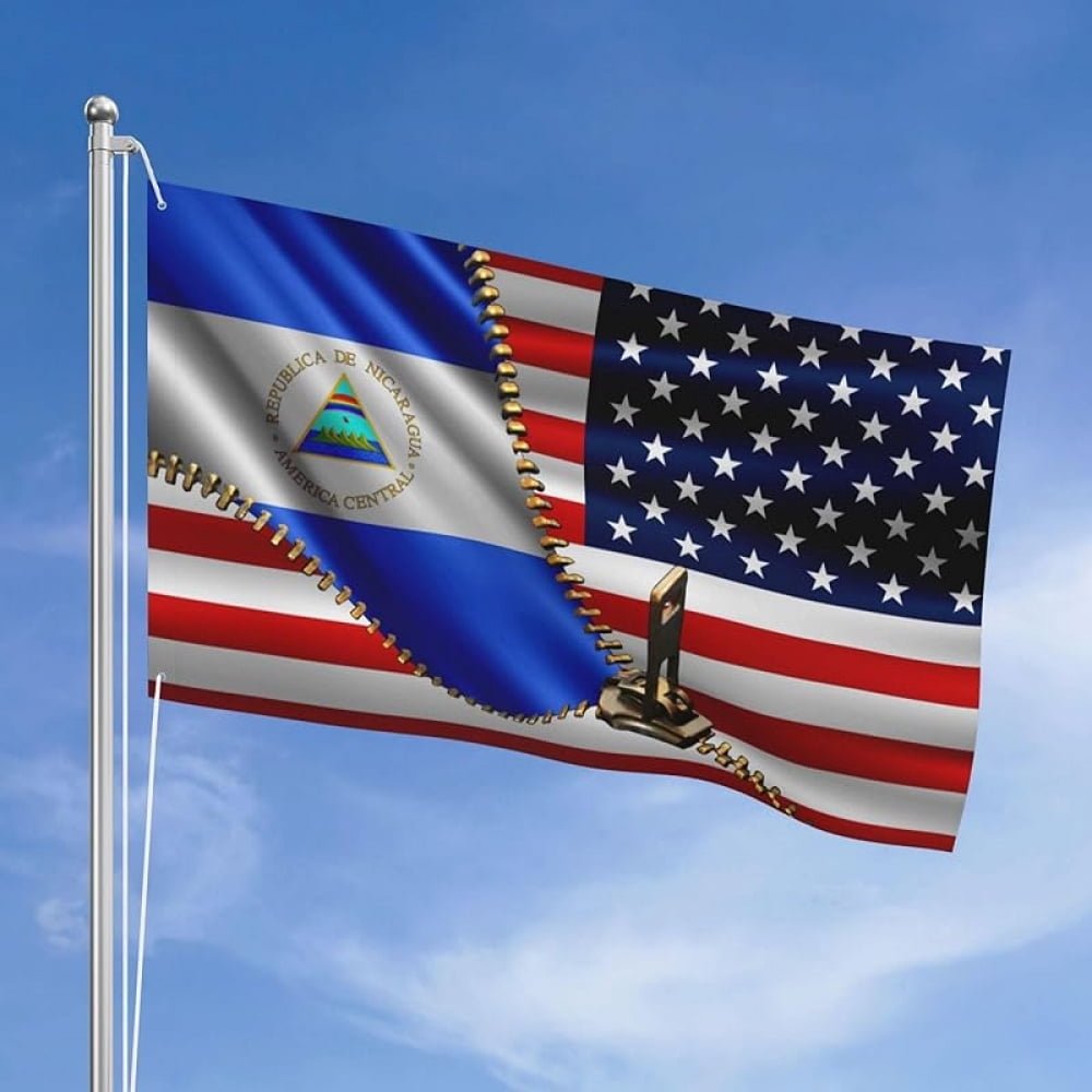 Usa American Flag And Nicaraguan Nicaragua Flag Flags For Outside 3x5 ...