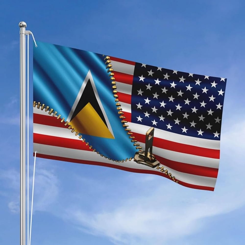 Usa American Flag And Saint Lucian Saint Lucia Flag Flags For Outside ...