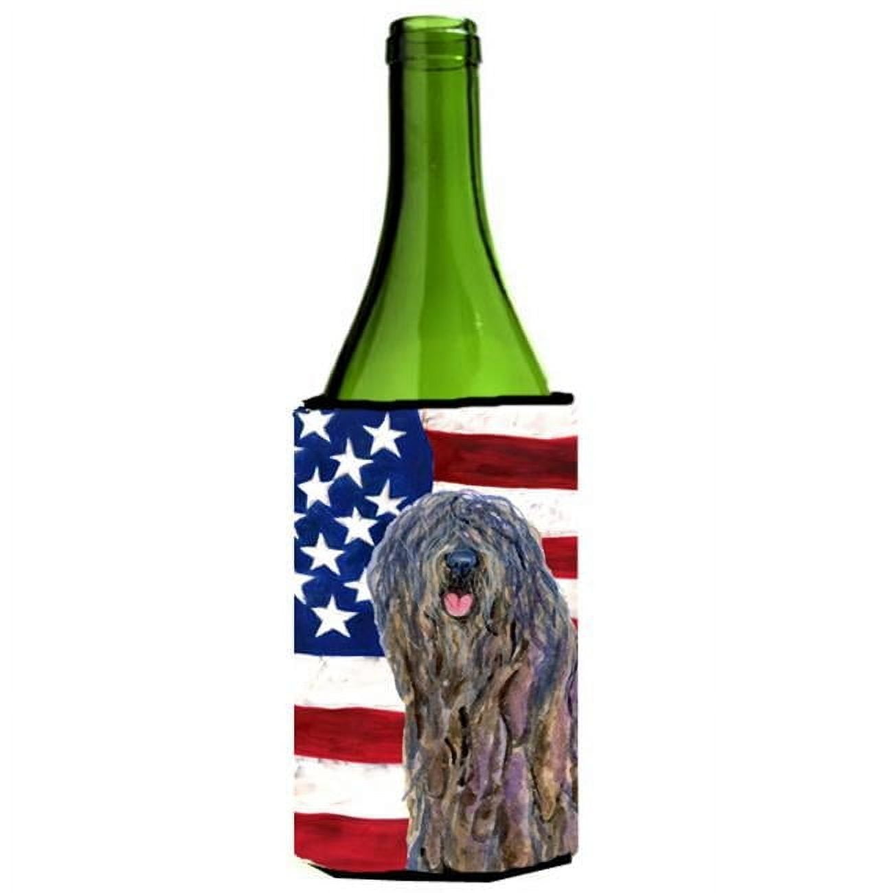 Usa American Flag With Bergamasco Sheepdog Wine Bottle Hugger - 24 oz ...